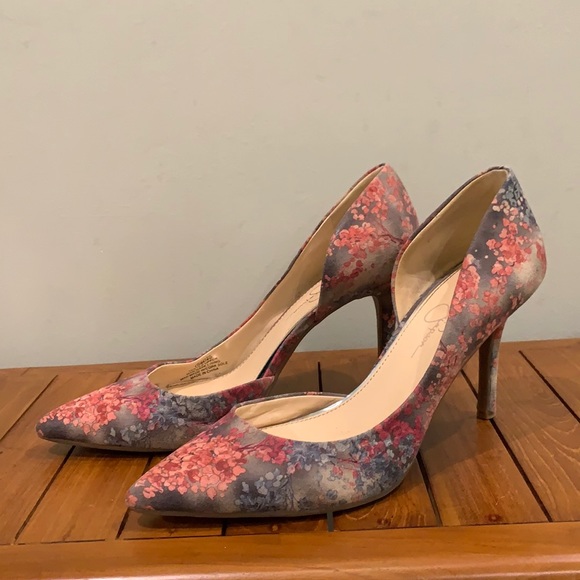 Jessica Simpson | Shoes | Jessica Simpson Floral Textile Heels | Poshmark